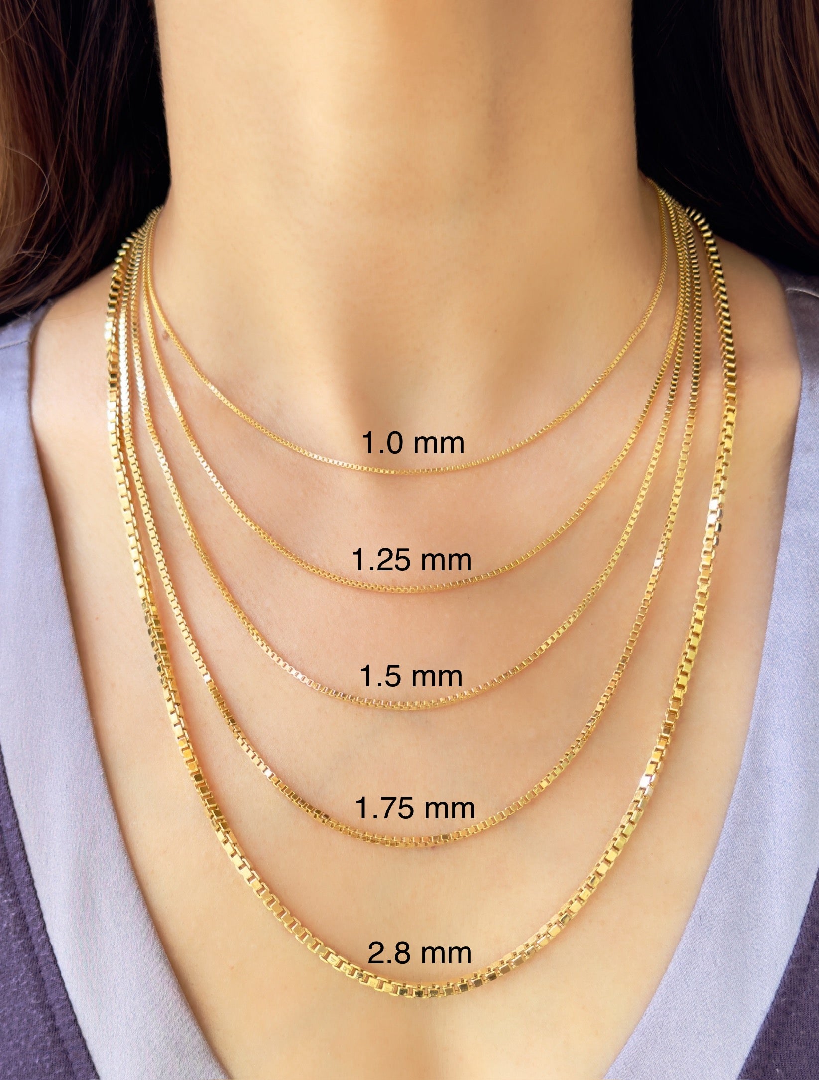 Buy 10K-14K Yellow Real Gold Box Link Chain Necklace Online for Men ...