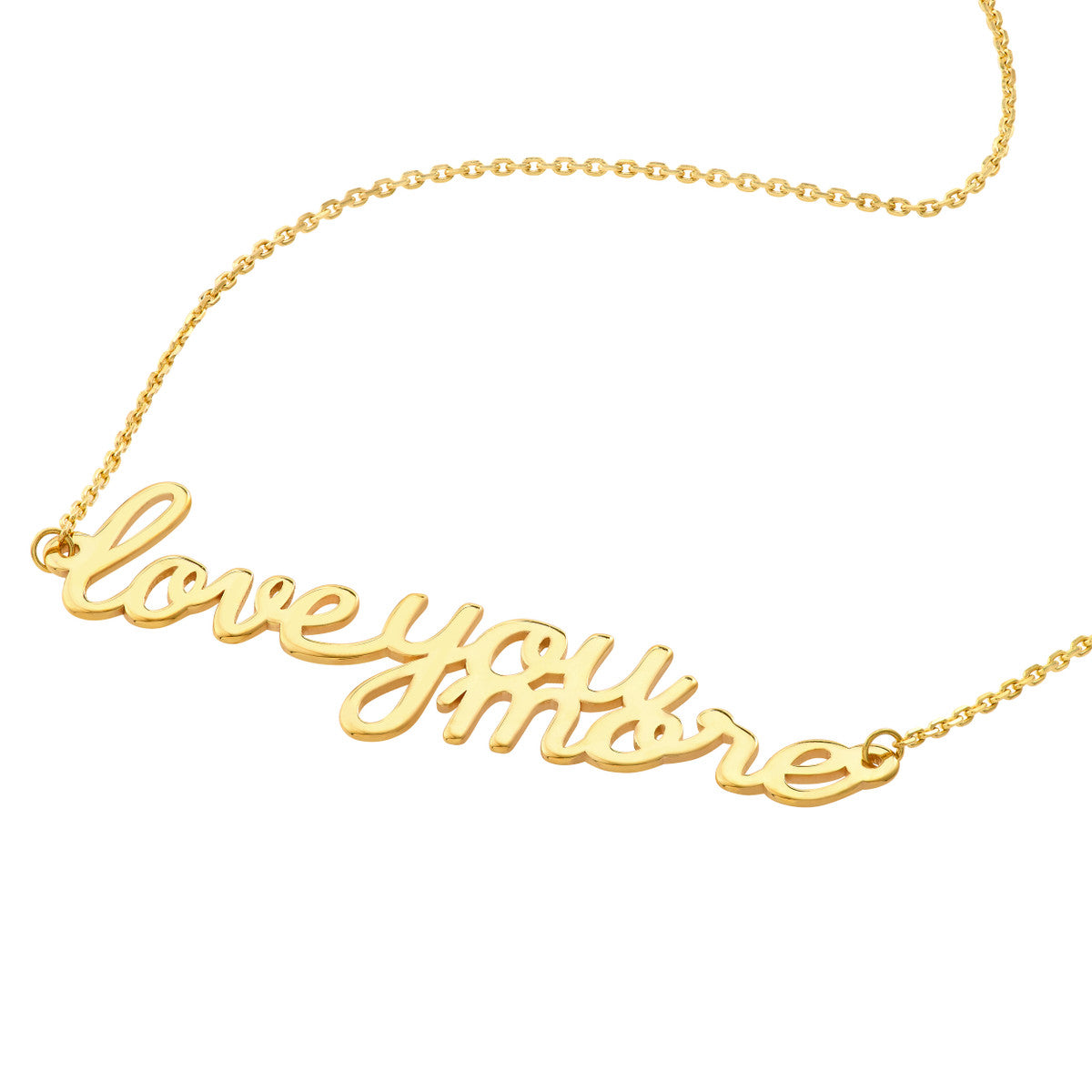 Real 14K Solid Gold Love You More Script Necklace For Women – JewelHeart