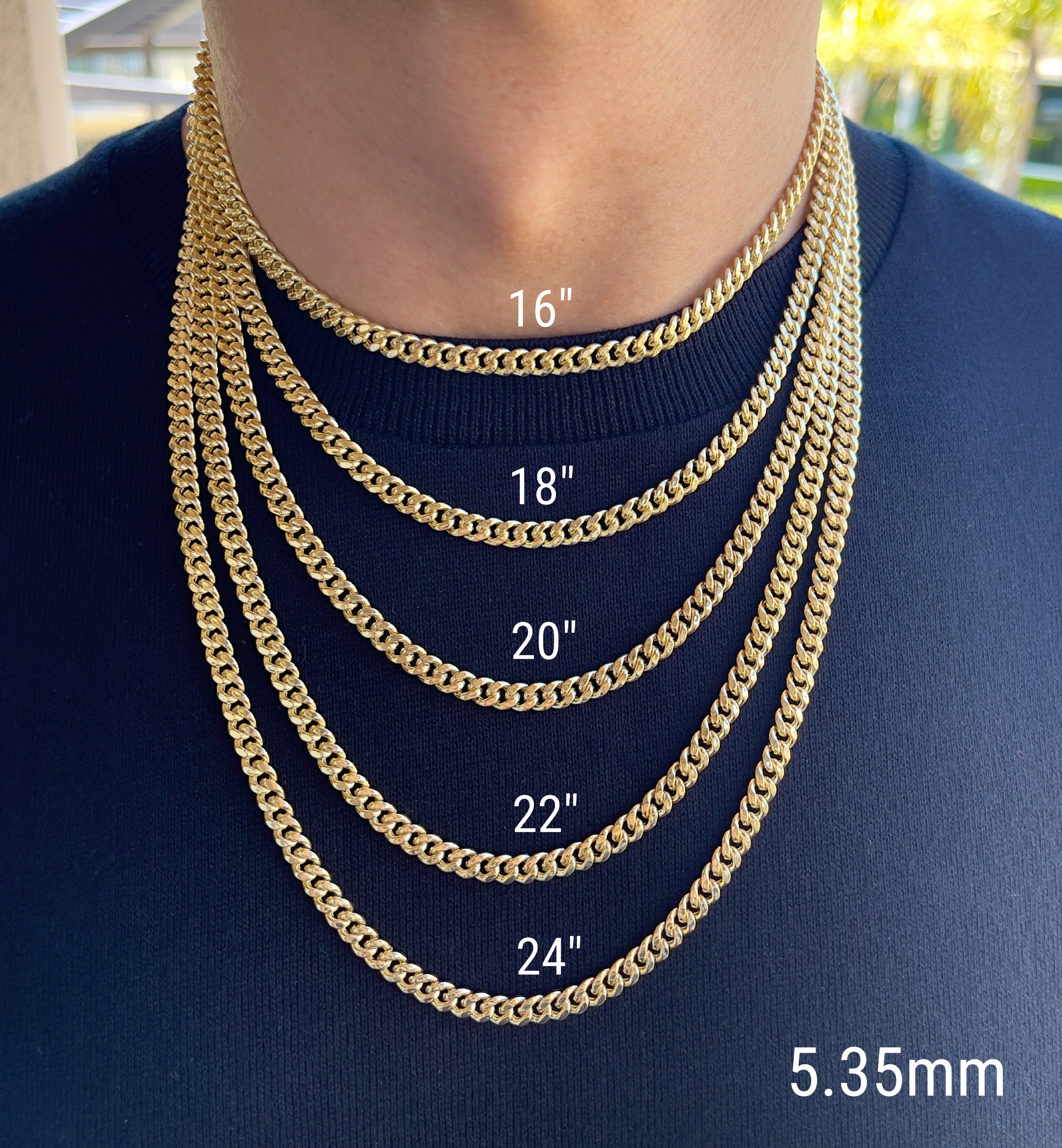 14K Real Gold Miami Cuban Link Chain Necklace For Men Women – JewelHeart