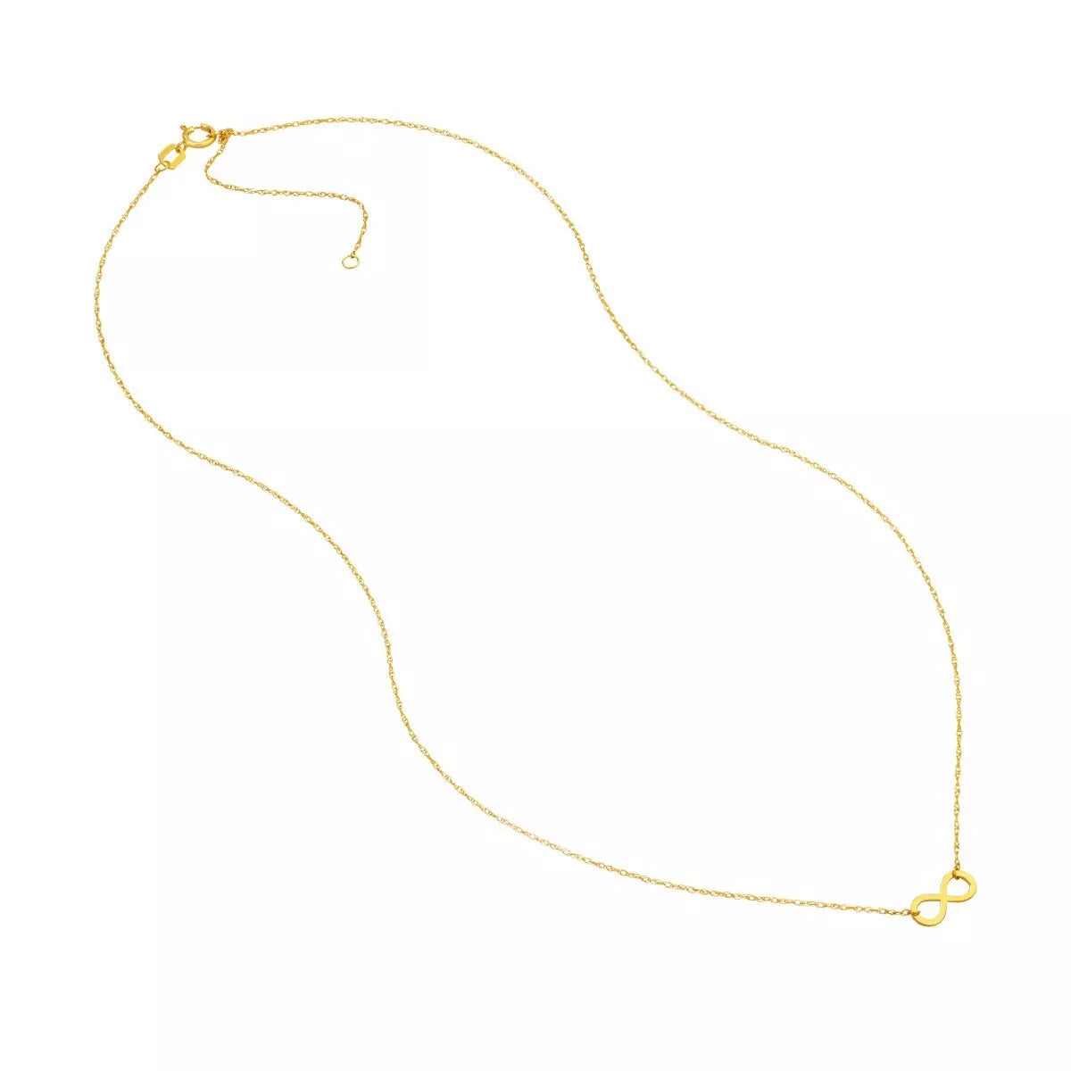 Buy Real 14K Solid Gold Mini Infinity Necklace Adjustable Twisted Rope ...