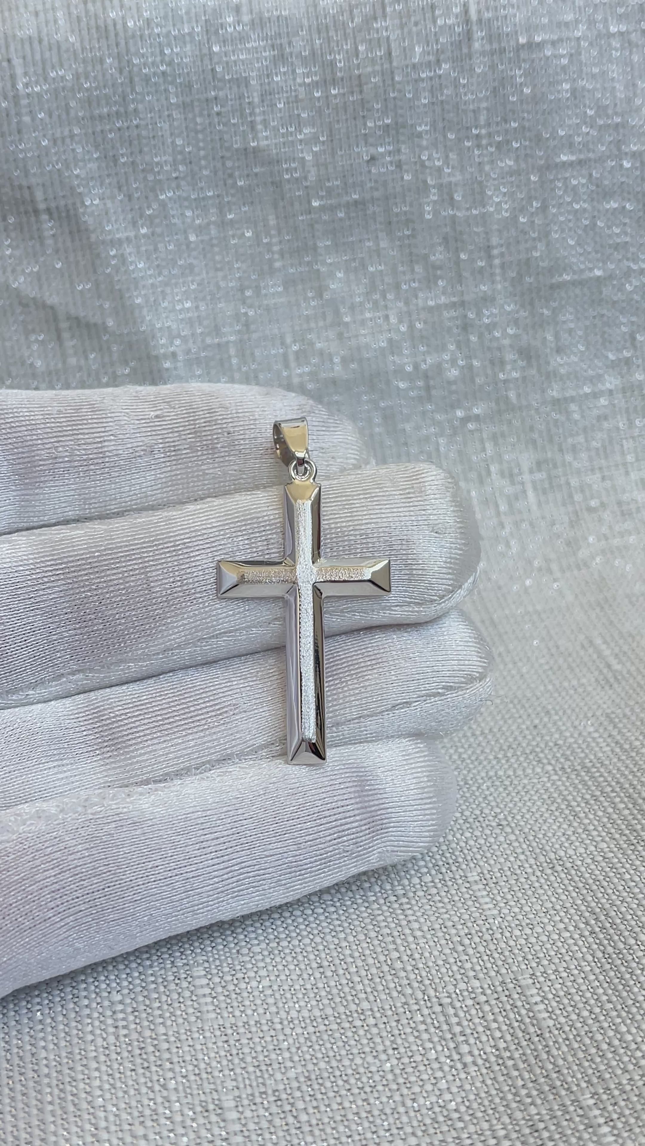 Buy 14K Solid Gold Classic Beveled Edge Cross Pendant for Men & Women ...