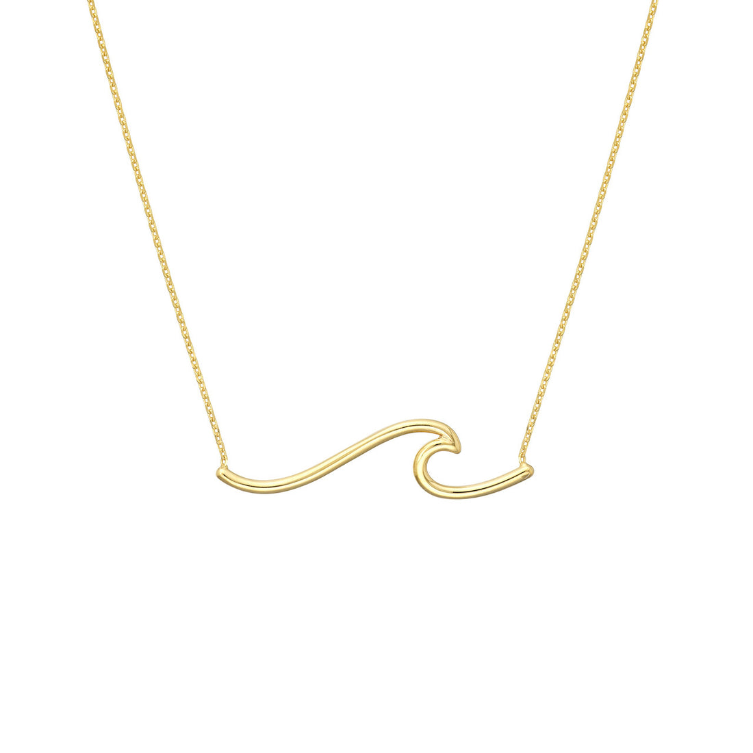 Real 14K Solid Gold Ocean Wave Pendant Necklace Adjustable Cable Chain ...
